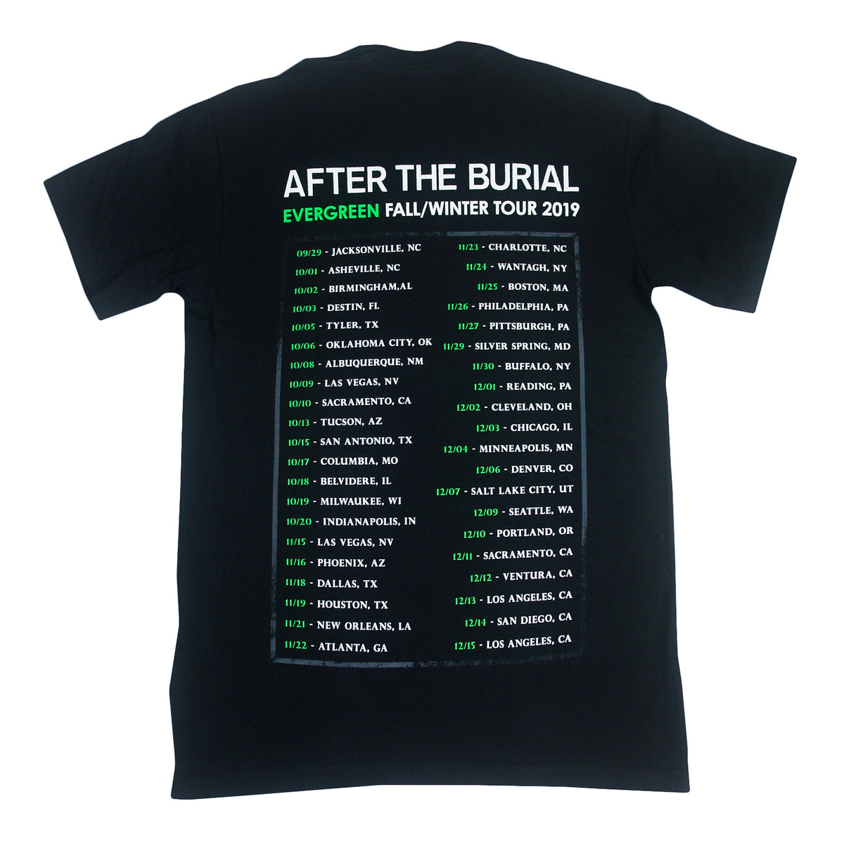 Evergreen Fall/Winter Tour 2019 Black T-Shirt – After The Burial